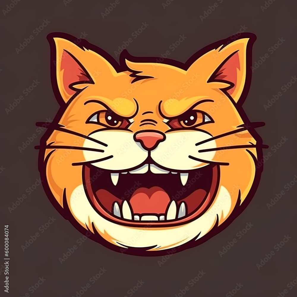 Cartoon cat avatar, icon illustration, flat design, Generative AI Stock ...