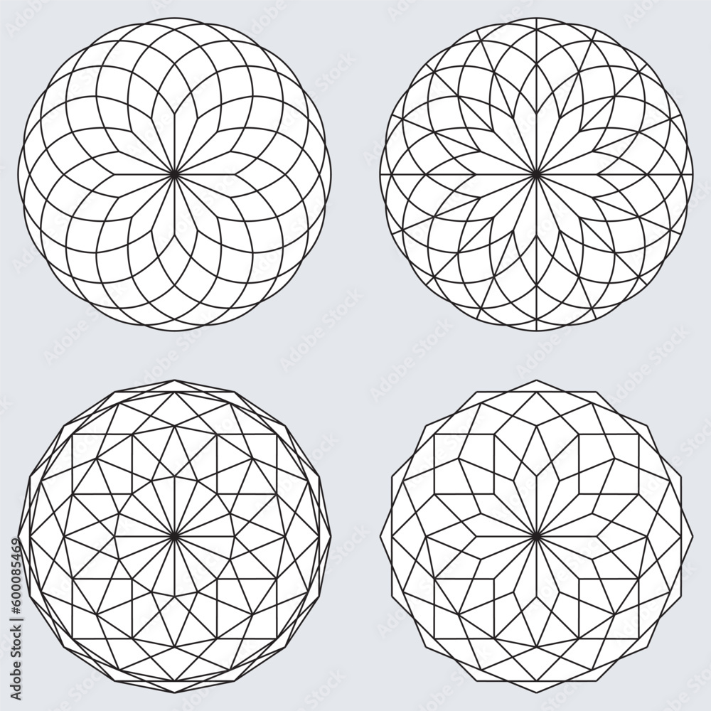 Vetor de Rounded shape with triangles grid segments. Polygon mesh ...