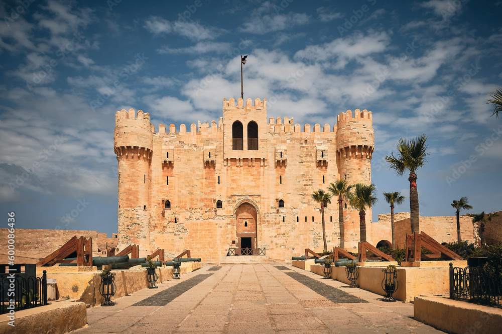 Frontyard of Qaitbay fort. Citadel of Qaitbay, Alexandria, Egypt Stock ...