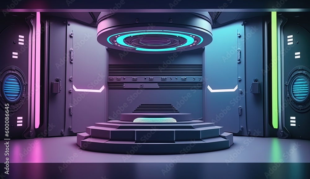 Hi Tech stage cyberpunk product display . by ai generative Stock ...