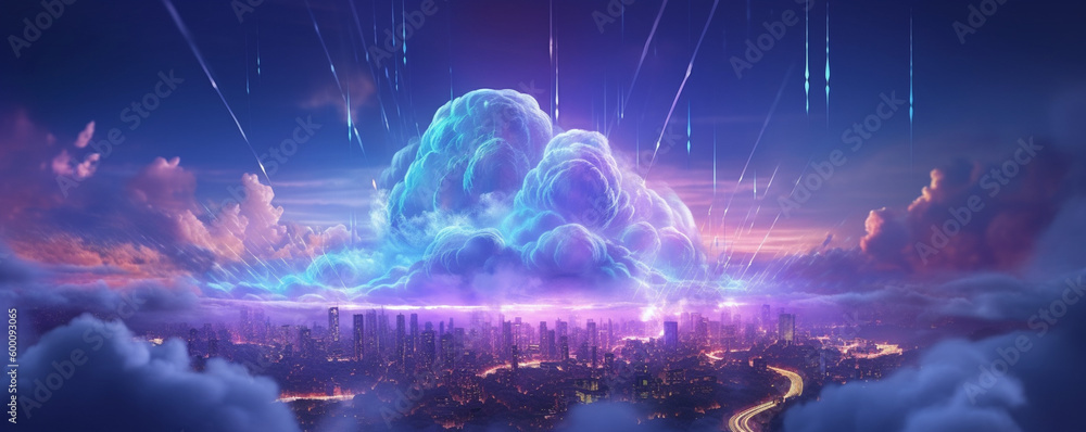 Concept art of cloud computing with a dreamy cloudscape filled with ...
