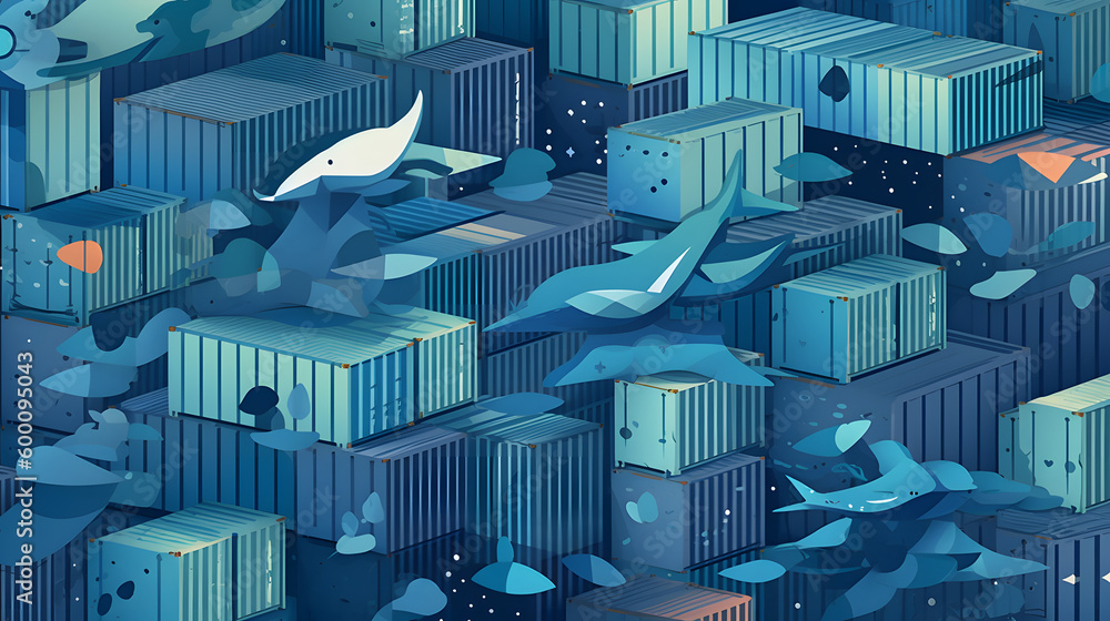 Docker container theme Stock Illustration | Adobe Stock