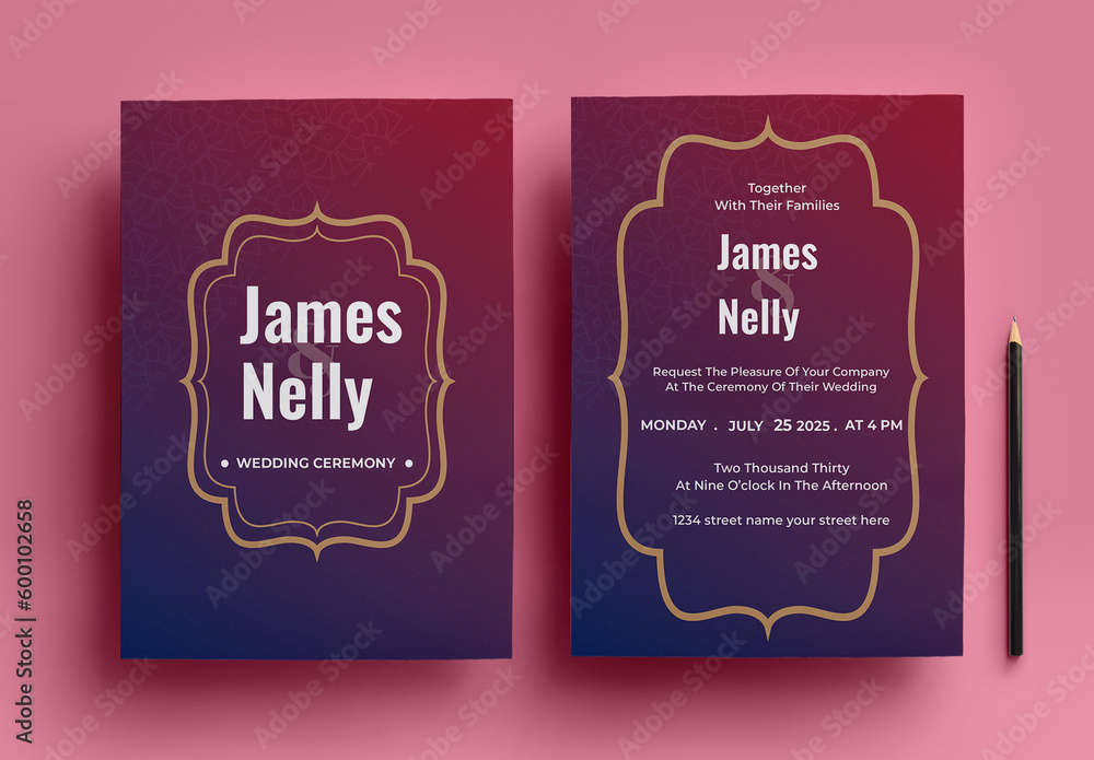 Wedding Invitation Card Design Layout Stock Template | Adobe Stock