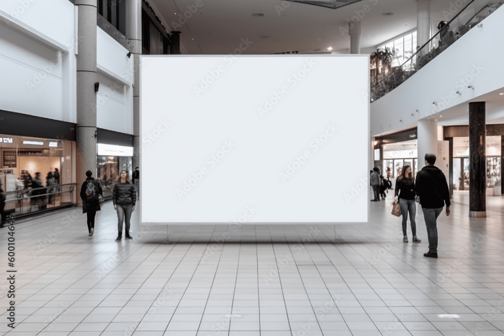 Blank advertising poster banner mockup outside shopping mall. genaratve ...