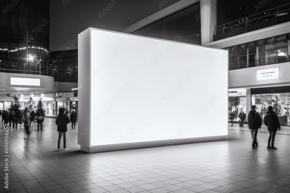 Blank advertising poster banner mockup outside shopping mall. genaratve ...