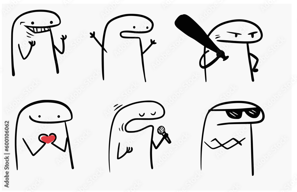 Vetor de Set of flork memes in varied poses. separate vectors do Stock ...