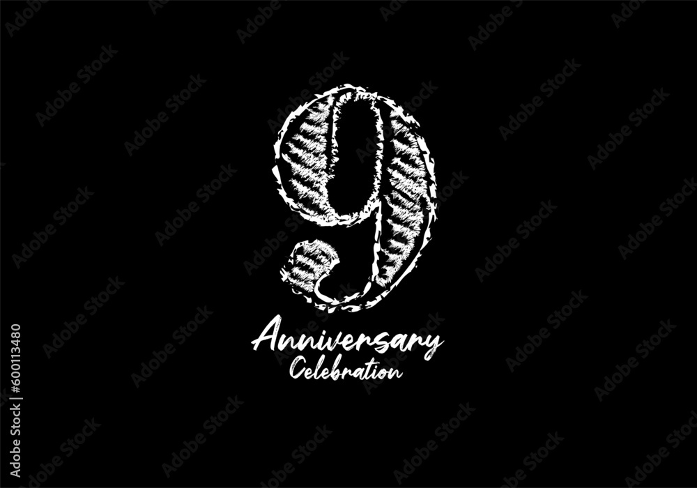 9 years anniversary celebration logotype white vector, 9th birthday ...