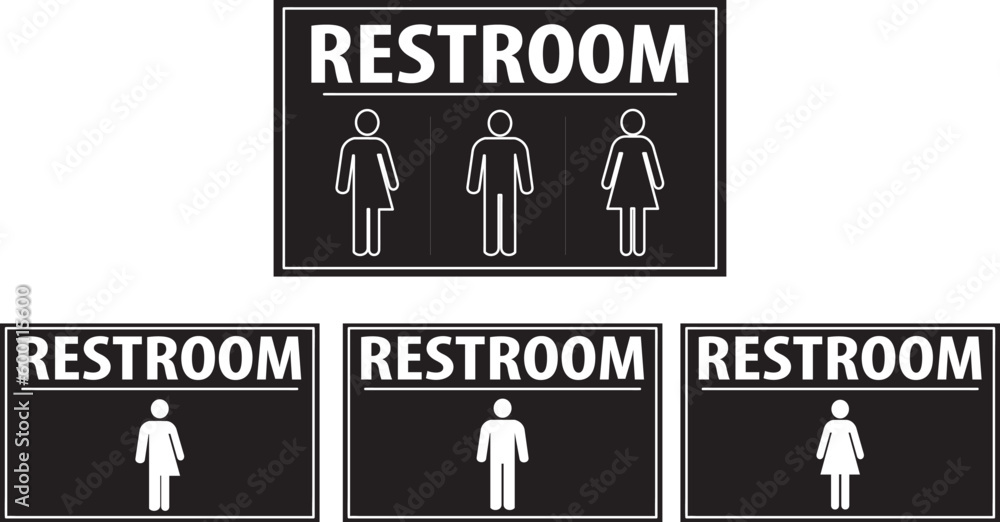Restroom signs, all gender restrooms, all gender toilets sign vector ...