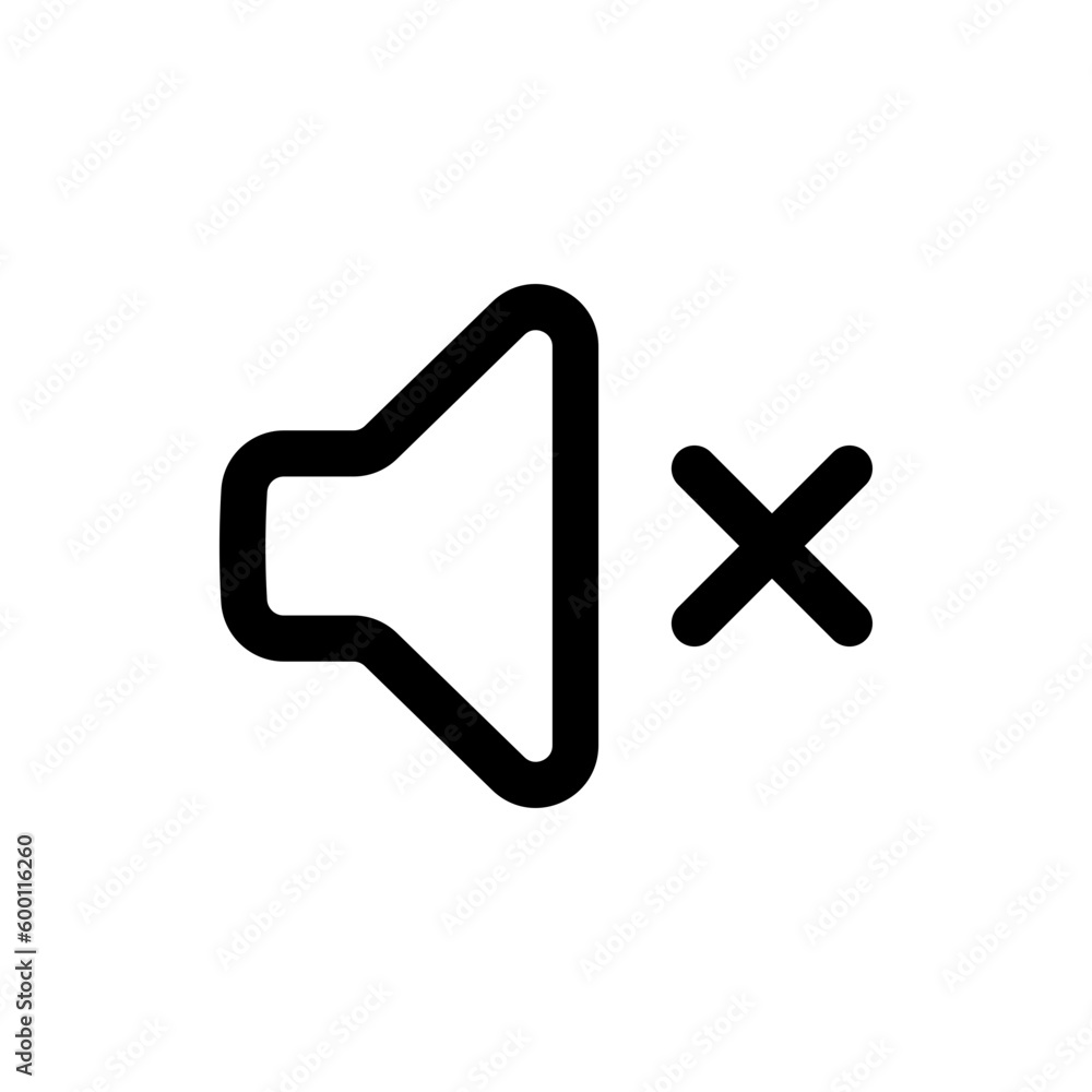 Speaker mute icon no sound symbol. Audio volume off icons, Loudspeaker ...