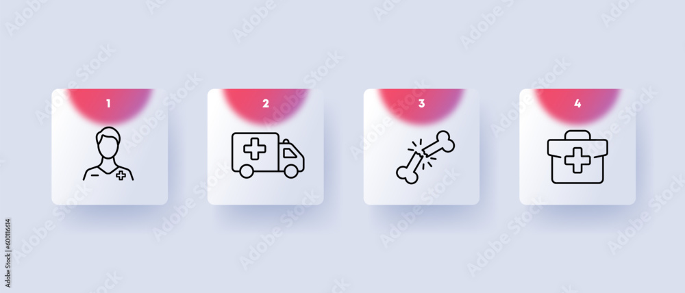 Emergency medical services icon set. Medication administration, wound ...