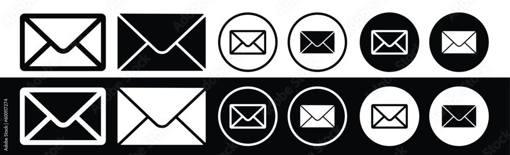 Envelope icon set. newsletter web buttons. close email letter outline ...