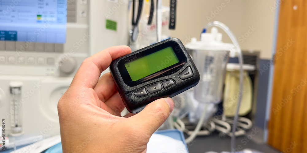 Hospital work pager and technology symbolize efficient communication ...