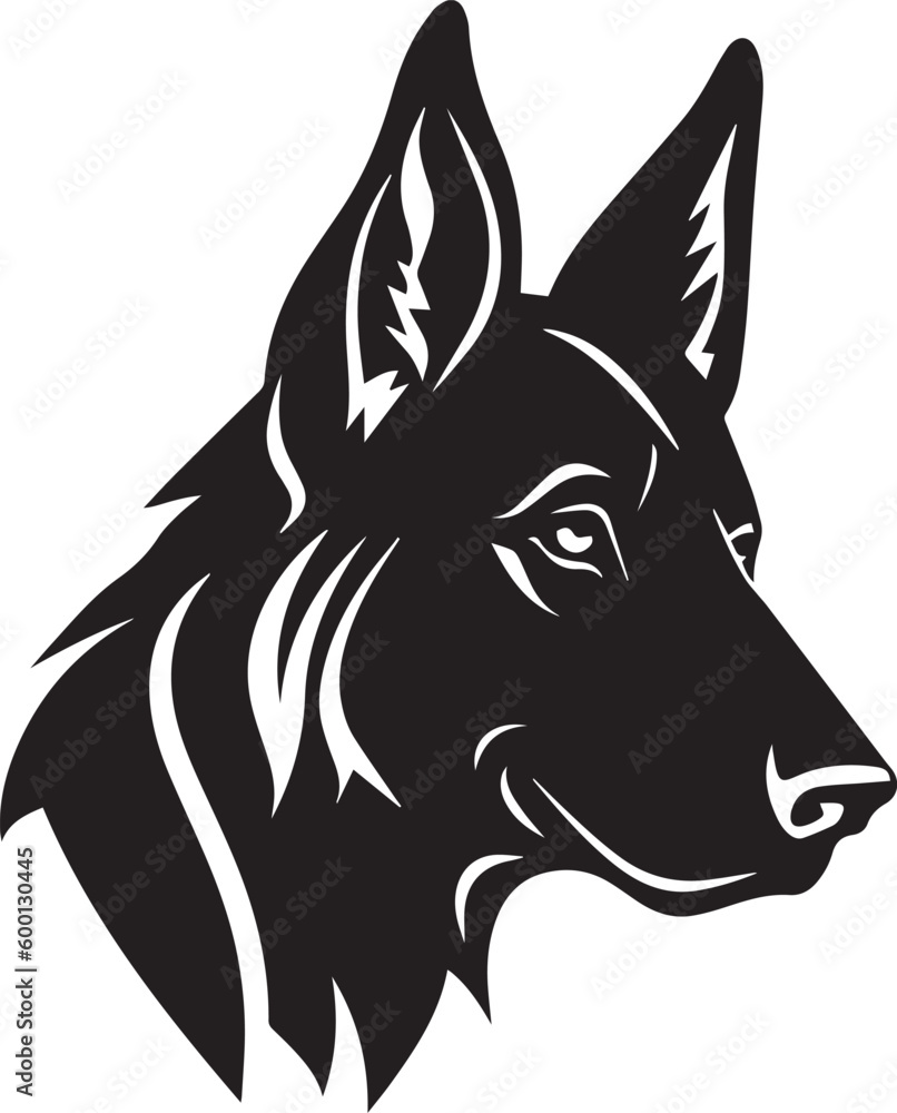 Dog head logo, German Shepherd face logo isolated on a white background ...