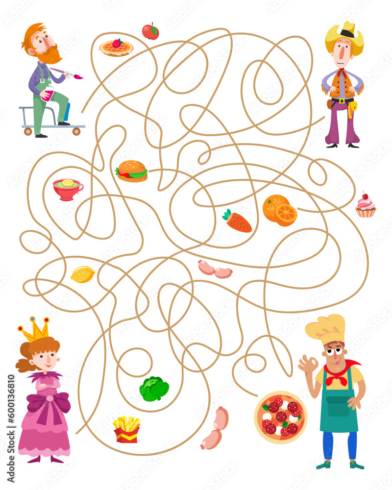 Maze for children. Puzzle game with cute characters. Who did the ...