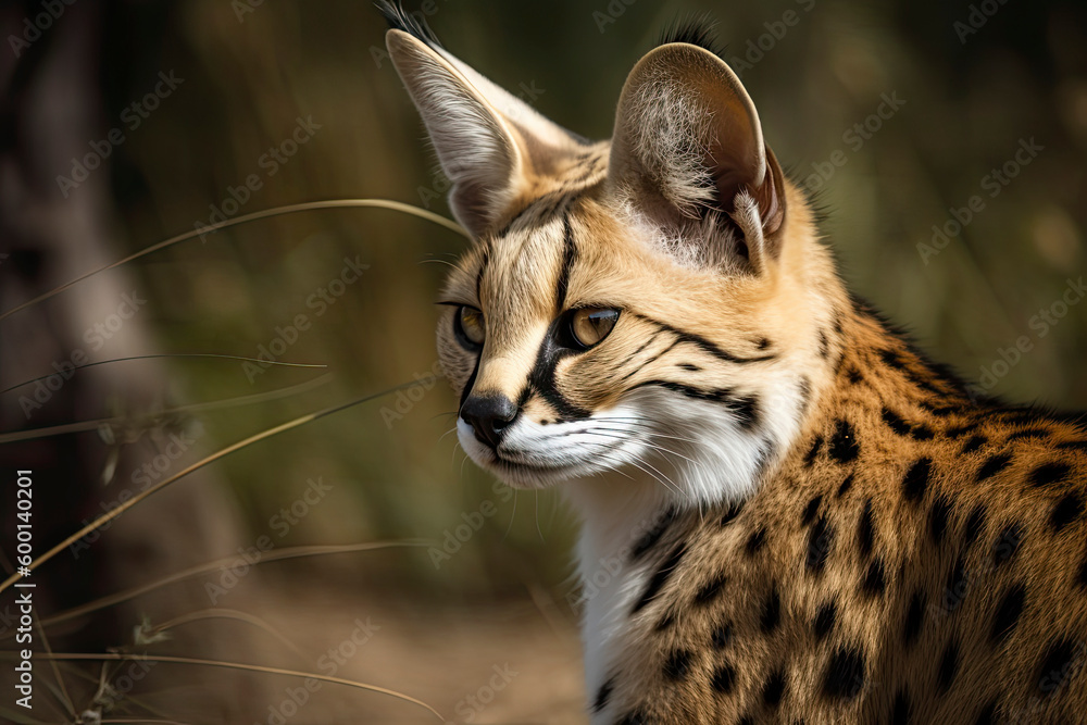 Serval, also known as Tierboskat or Leptailurus serval, is a wild cat ...