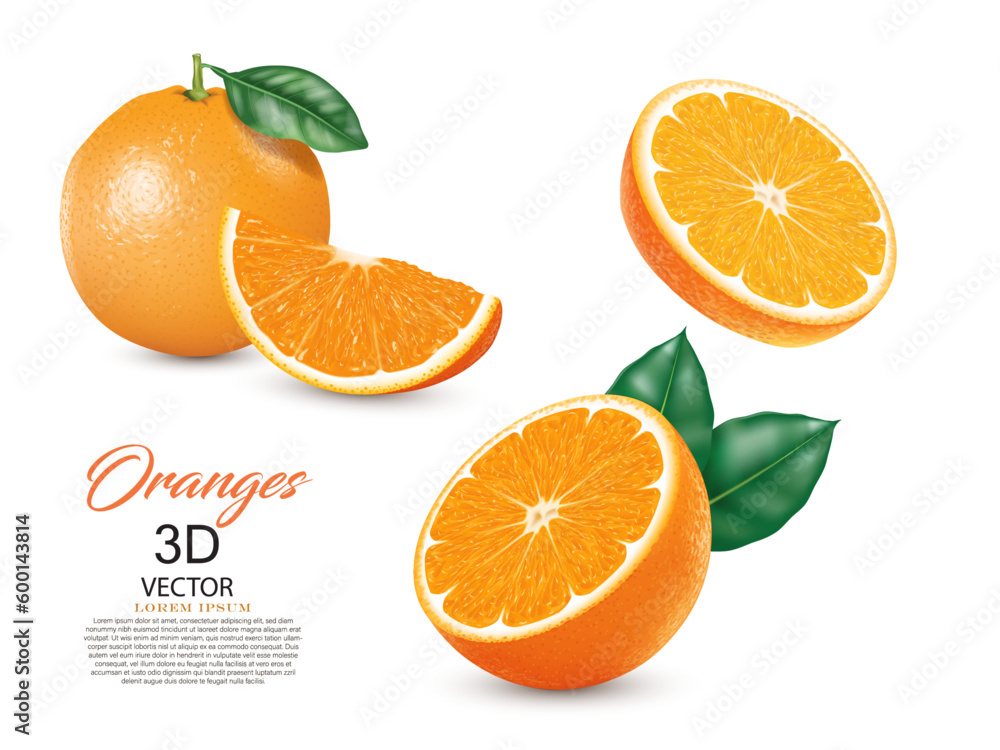 fresh orange fruits set design isolated on the white background,fresh ...