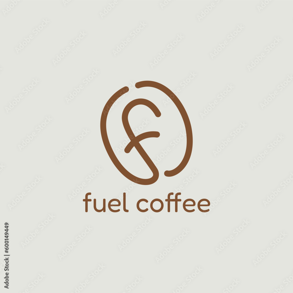 Initial F letter with Coffee Bean Icon. Coffee Logo for Shop ...