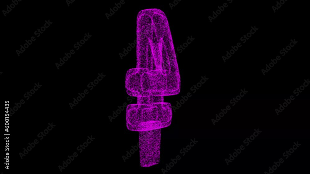 Video Stock 3D number 4 digit rotates on black background. Object made ...