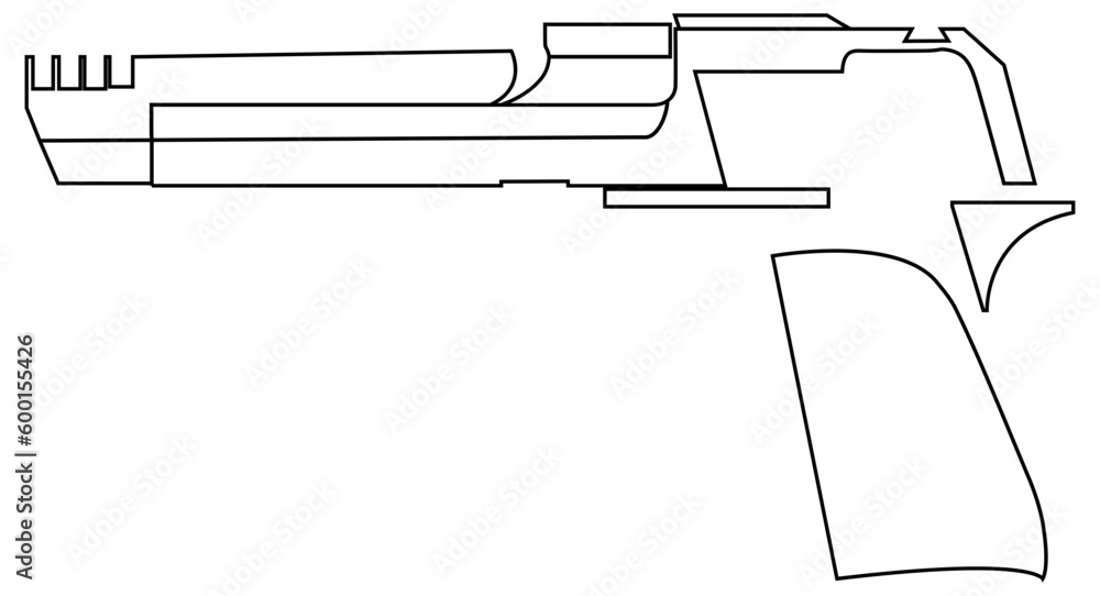 Desert Eagle Hand Gun SVG blank template outline or line art file for ...