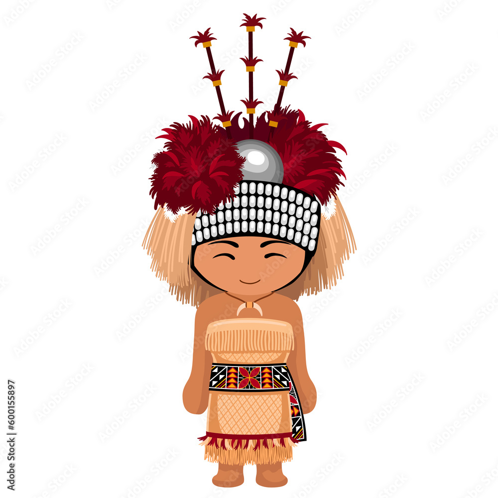 Woman in Samoa national costume. Female cartoon character in samoan ...