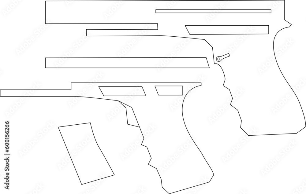 A4 Hand Gun SVG blank template outline or line art file for cnc laser ...