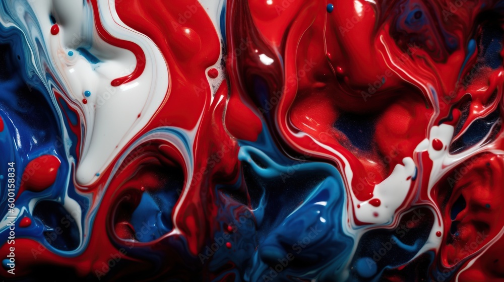 Abstract Red White and Blue liquid texture, USA, France, Generative AI ...