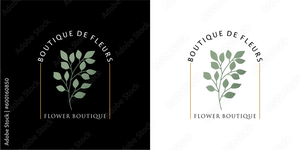 Logo design template with arches - floral frame with copy space for ...