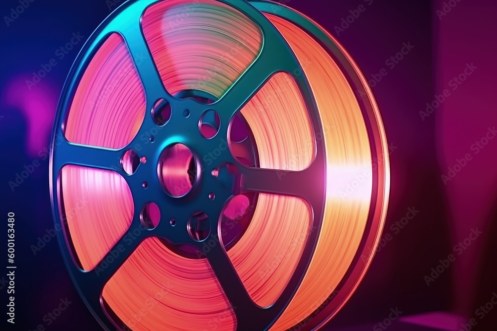 Old film reel, 80s and 90s, retro style, colorful background, digital ...
