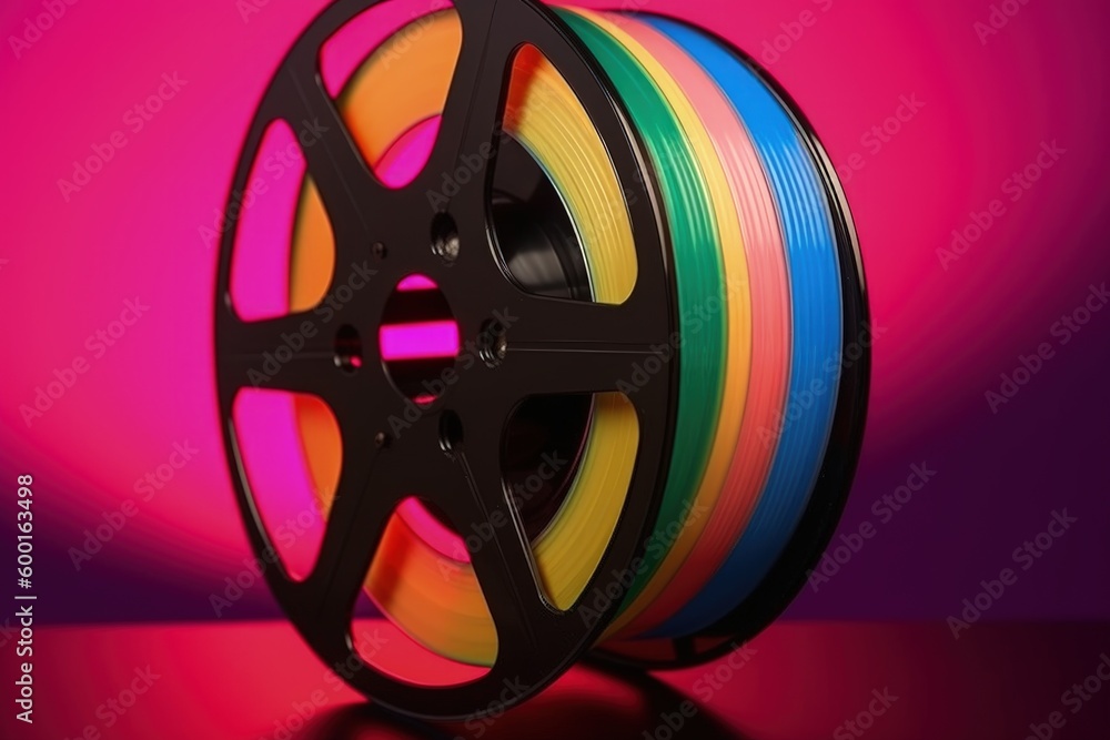 Old film reel, 80s and 90s, retro style, colorful background, digital ...