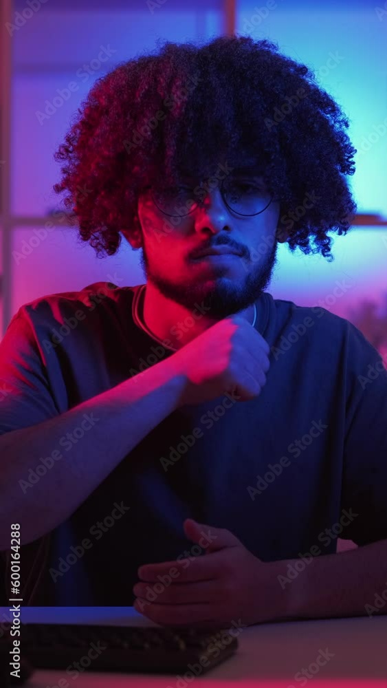 Vertical video. Kill you gesture. Angry man. Meme expression ...