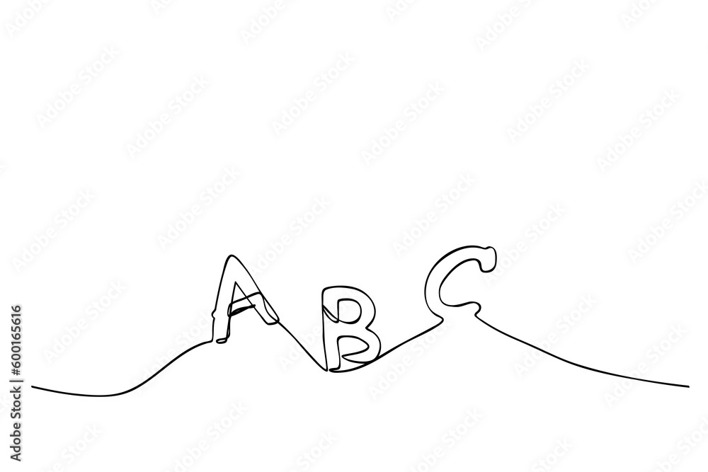 vector sketch alphabet uppercase a b c, single line for design element ...