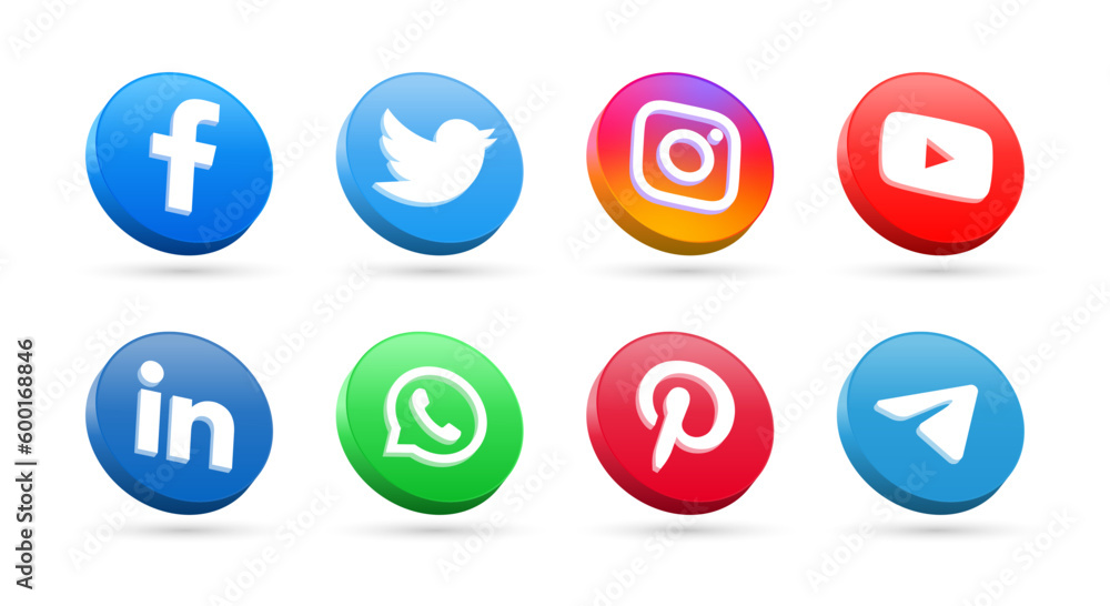 social media icons. social media logo , facebook, instagram, youtube ...