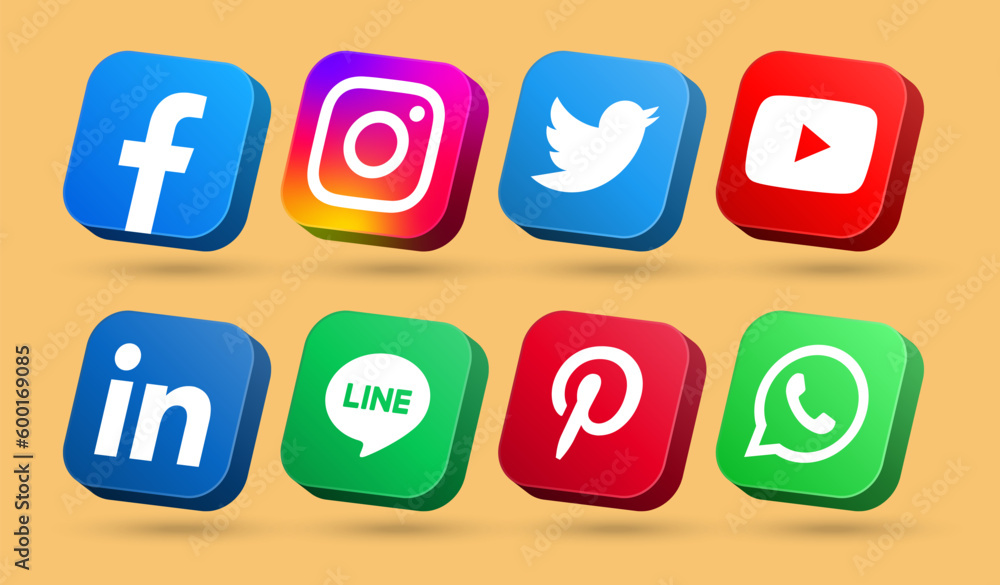 social media icons. social media logo , facebook, instagram, youtube ...
