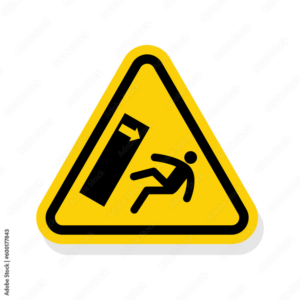 ISO Triangle Tipping Warning Sign: Body Crush Tip over Hazard Symbol ...
