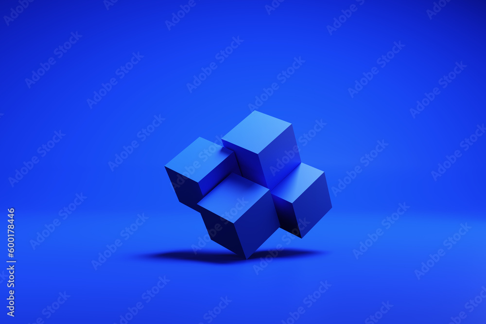 Blue geometric cubes merging together. Modern background design for ...