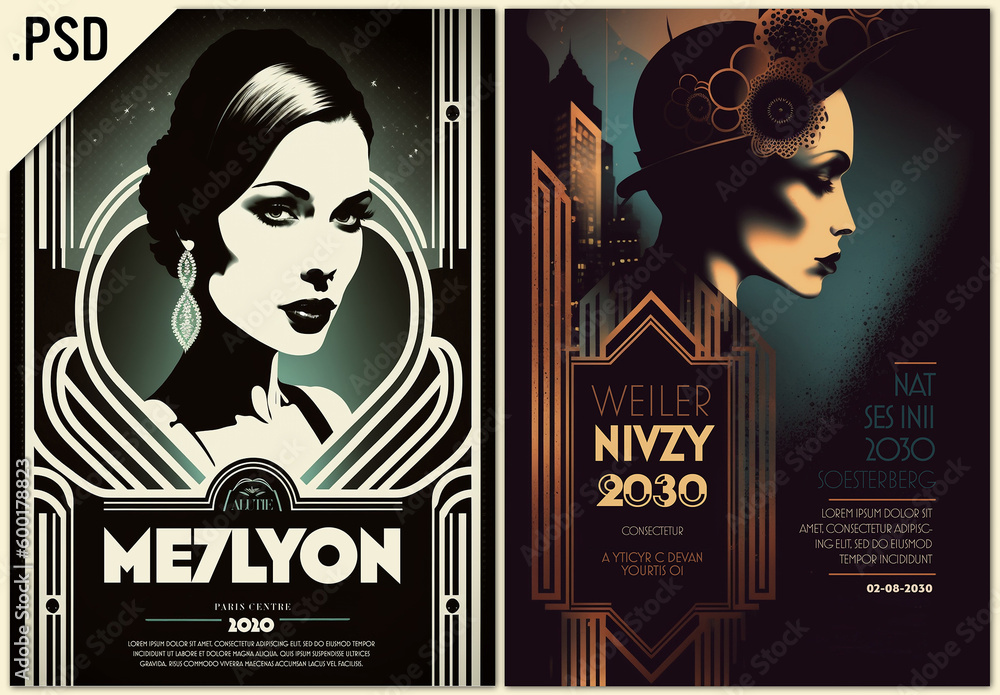 Roaring twenties flyer design with generative ai background Stock ...
