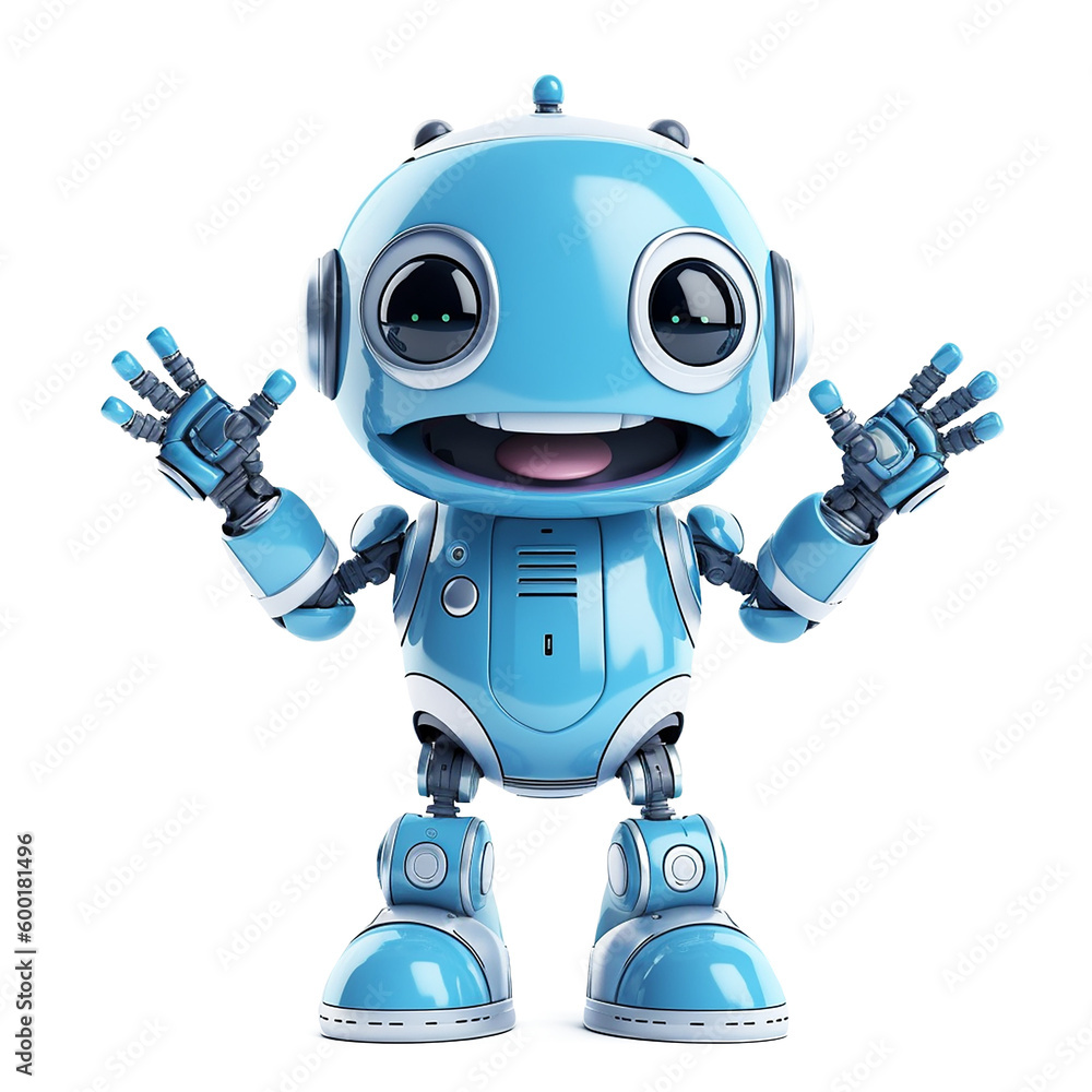blue robot on a transparent background. AI generator Stock Illustration ...