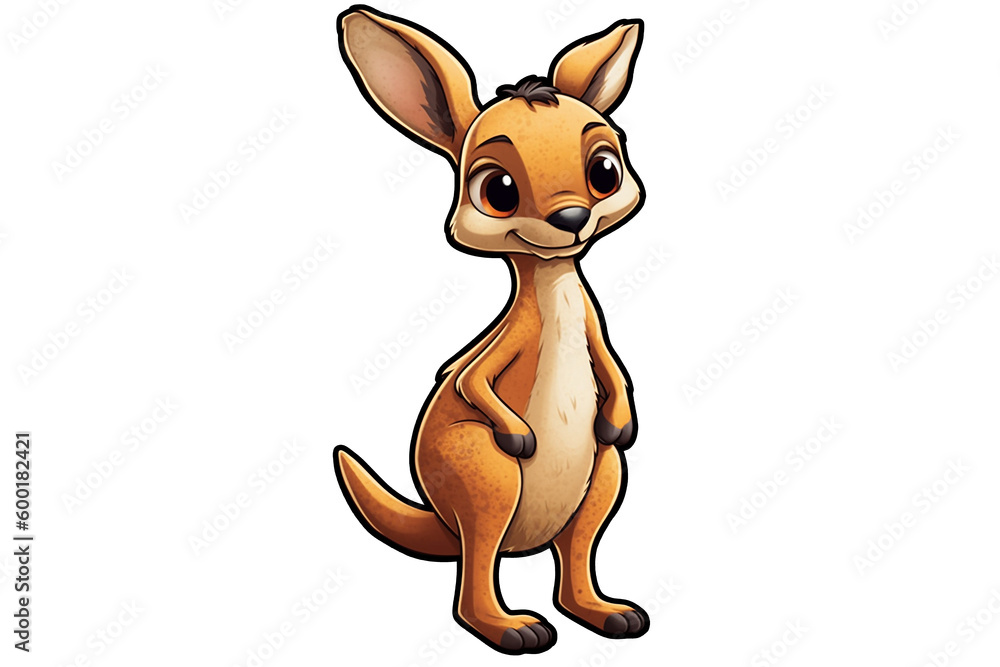 Cute kangaroo sitting isolated on white background, 2d vector animal ...