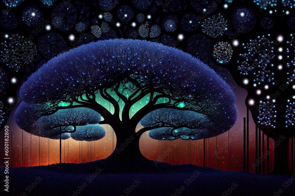 Neuron nerve cells 3D as tree branches. Neural network of human brain ...