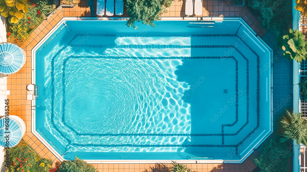 swimming pool in sunny day, summer background with top view , Summer ...