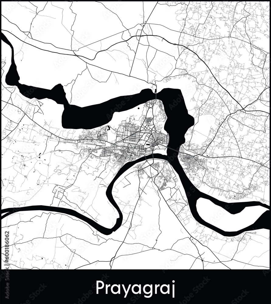 Minimal city map of Prayagraj (India Asia) Stock Vector | Adobe Stock