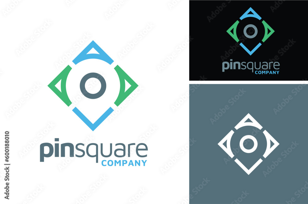 Pin Place Map Location and Square for Address Pointer Apps logo design ...