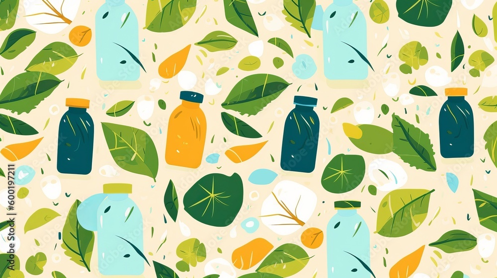 Sustainable packaging vector seamless pattern, Flat design of recycling ...