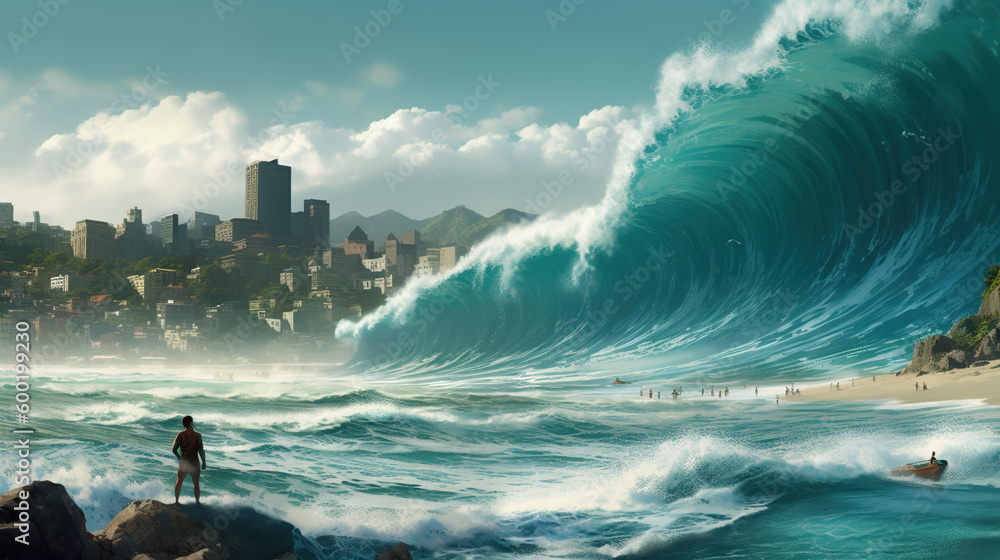 Tsunami - Climate Change Stock Illustration | Adobe Stock