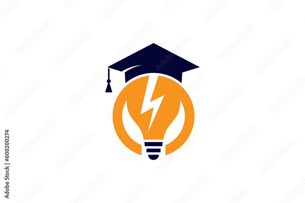 smart creative logo concept with light bulb and graduation cap ...