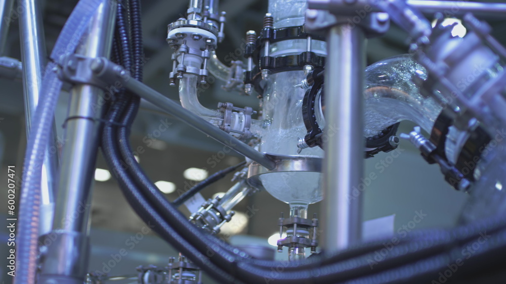 Water flows in a transparent pipe. Transparent pipe to show water flows ...