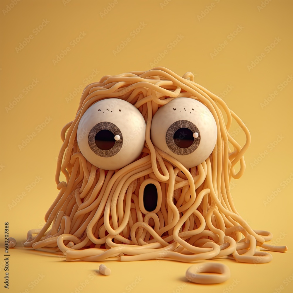 Cute Cartoon Pasta Character (Generative AI) Stock Illustration | Adobe ...