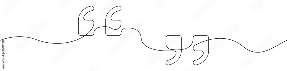 Comma, quote sign line continuous drawing vector. One line Comma, quote ...