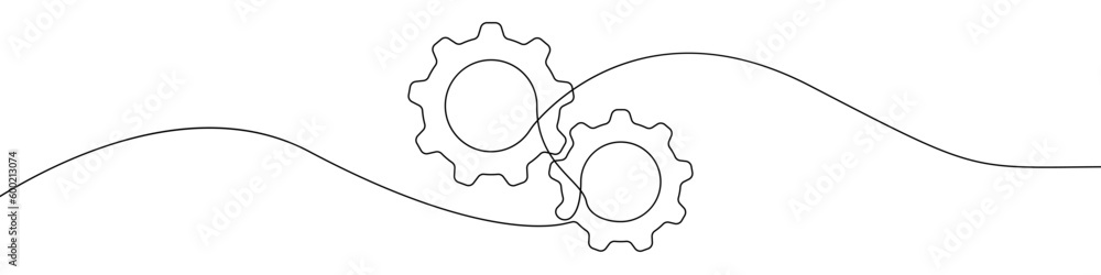 Gears sign line continuous drawing vector. One line Gears vector ...