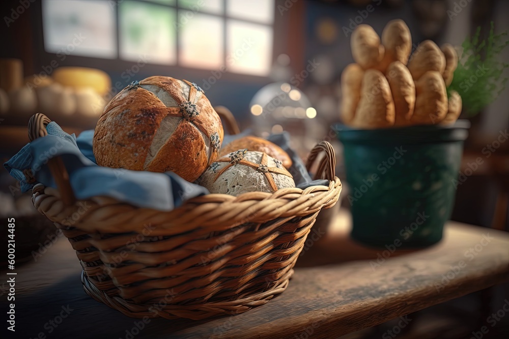 basket full of bread, bakery theme, bakery background, bakery image ...